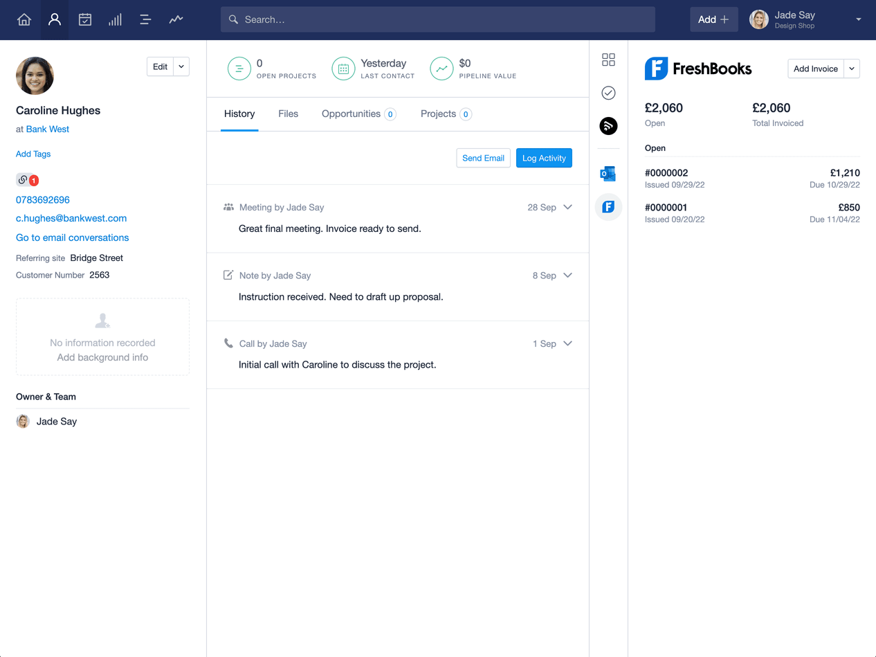 FreshBooks | Integrations | Capsule CRM